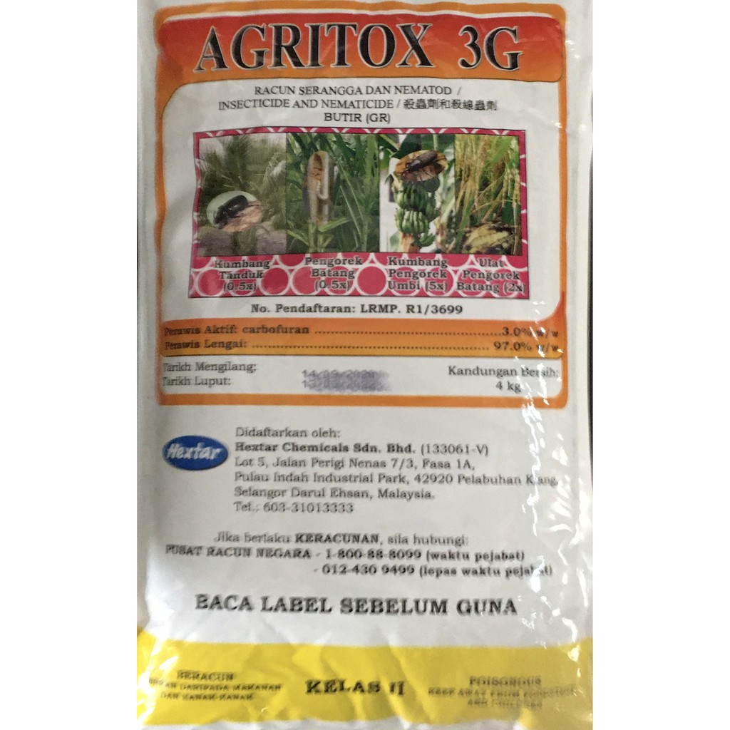 Agritox 3G 4kg / racun serangga / kumbang & ulat pengorek batang ...
