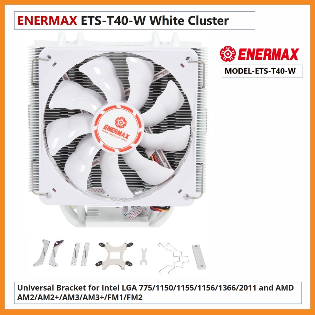 ENERMAX ETS-T40-W White 120mm Cluster CPU Cooler with Cluster APS PWM ...