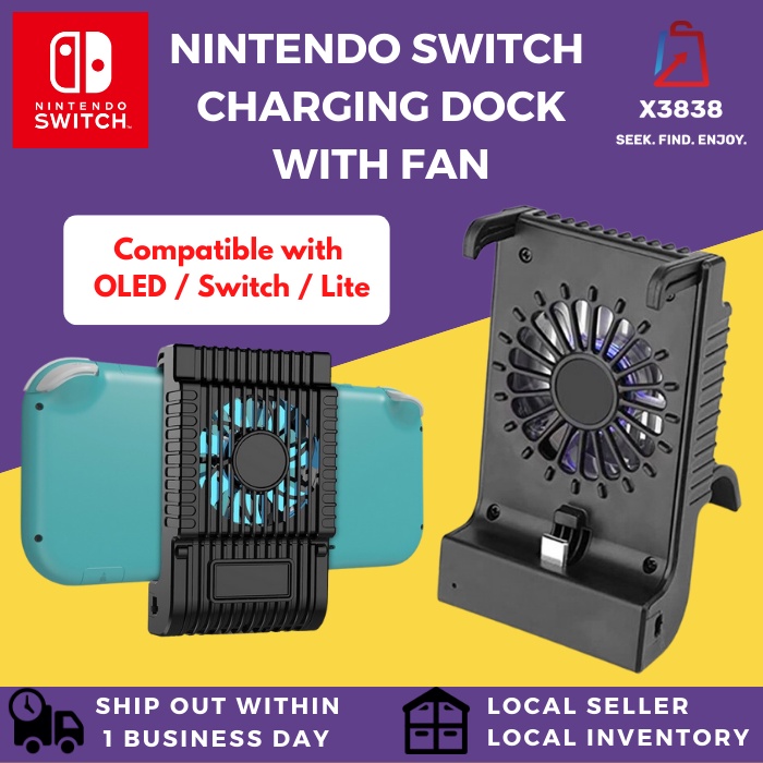 NINTENDO Switch OLED / Lite 3 in 1 Cooling Fan Charger Dock Base Stand ...