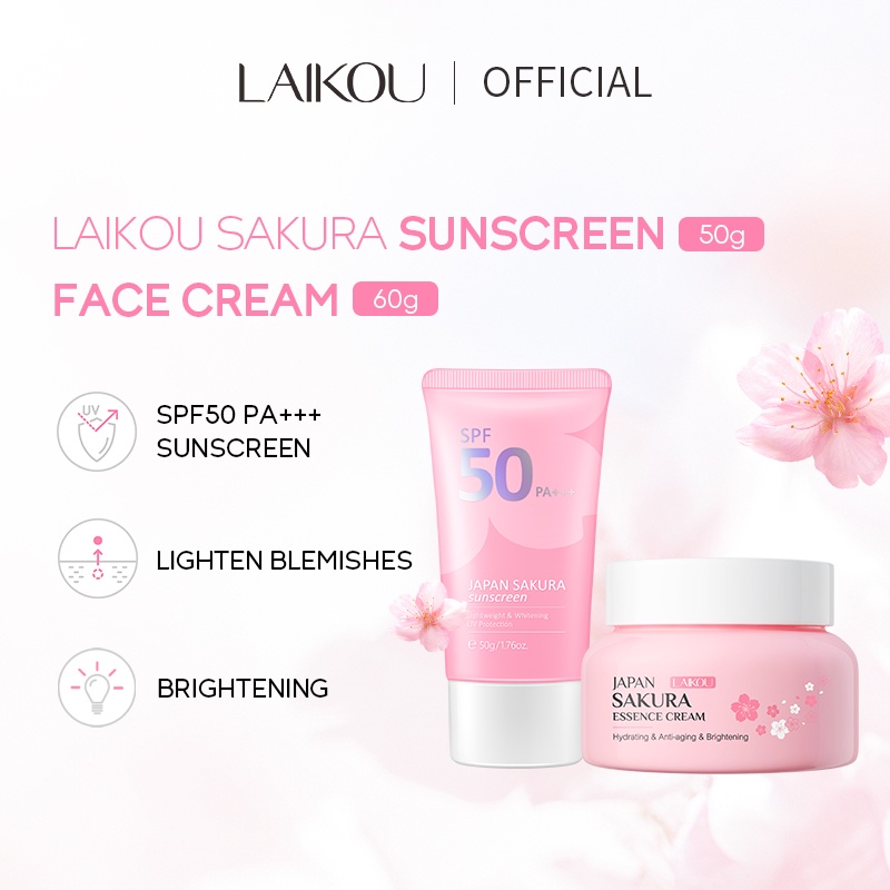 LAIKOU Sakura Whitening Sunscreen SPF50 Sunblock Vitamin C Milk Glowing ...