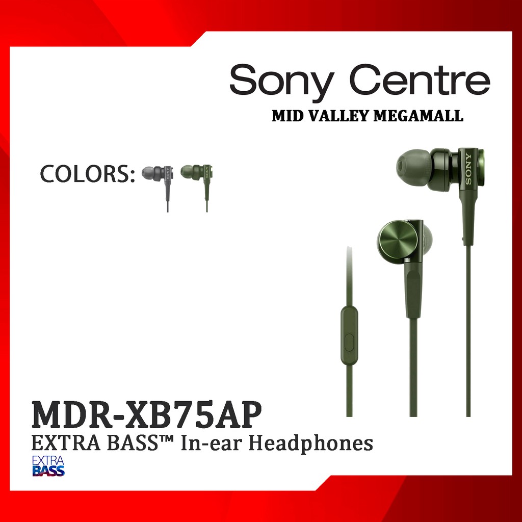 SONY MDR-XB75AP EXTRA BASS In-Ear Earphones Headphones 12mm Driver with ...