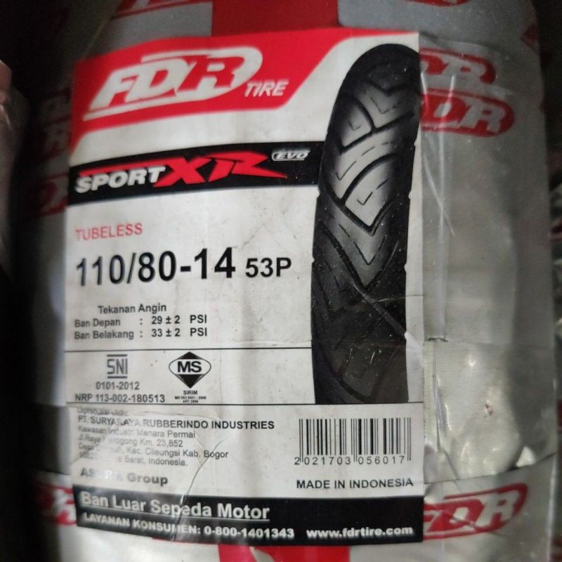 TAYAR SKUTER FDR SPORT XR EVO 80/80-14 > 140/70-14 TL (2020) (NVX ...