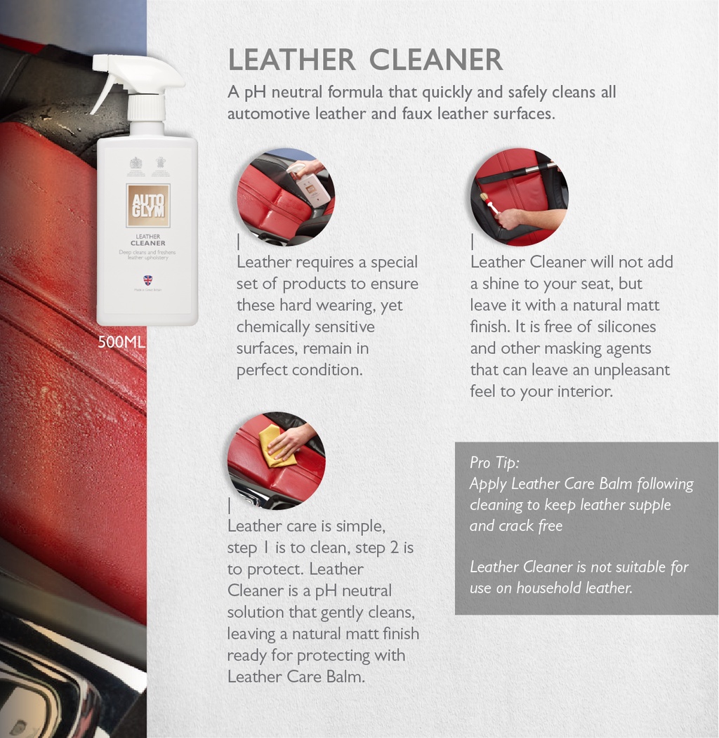 Autoglym Leather Cleaner - A pH Neutral Formula To Clean Automotive ...