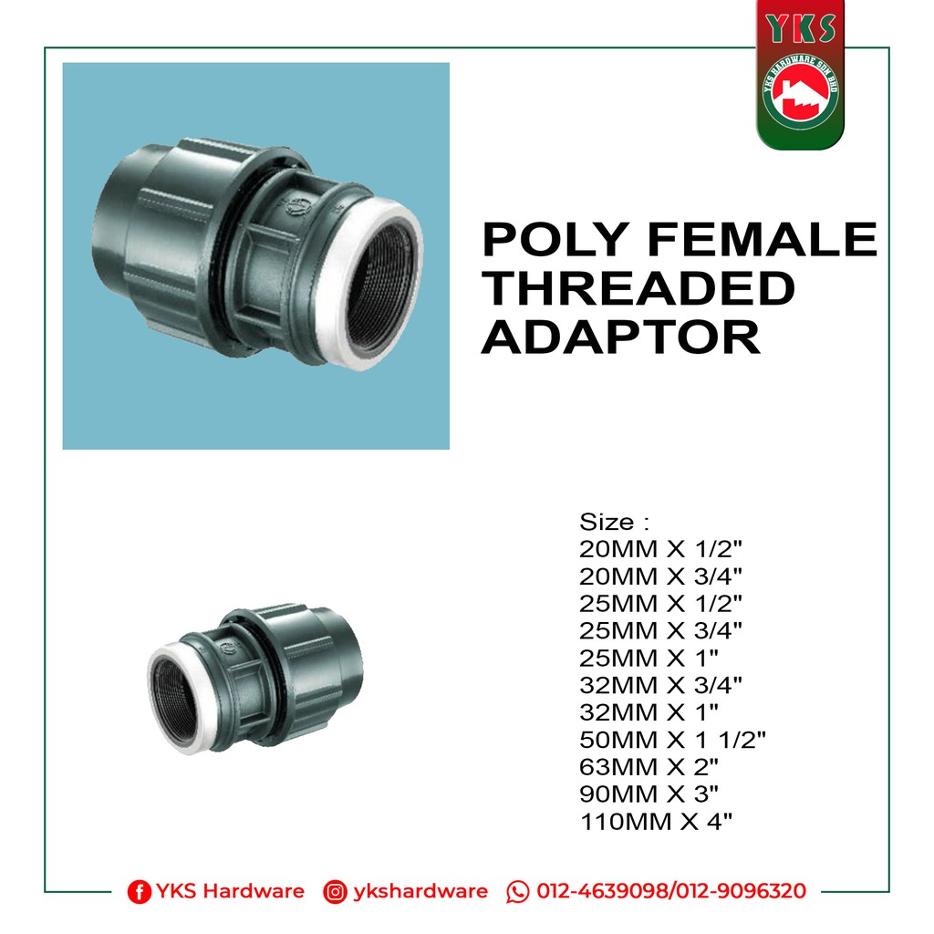 POLY FEMALE THREADED ADAPTOR - Pipe & Fittings System | Shopee Malaysia
