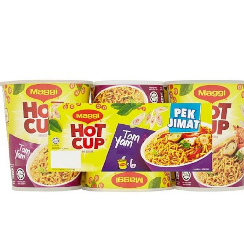 Maggi Hot Cup Instant Noodles Tom Yam (6 cups x 61g) | Shopee Malaysia