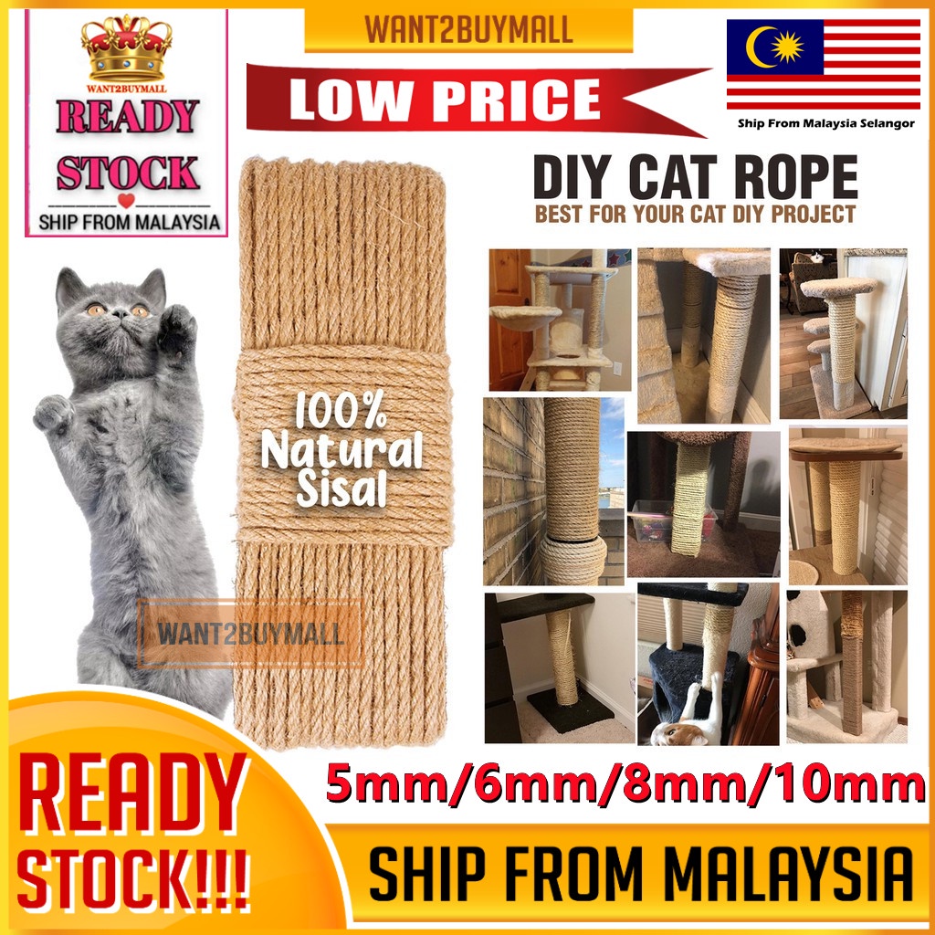 🇲🇾 🐱 4-8mm DIY Sisal Hemp Rope Cat Tree Scratching Post Climbing ...
