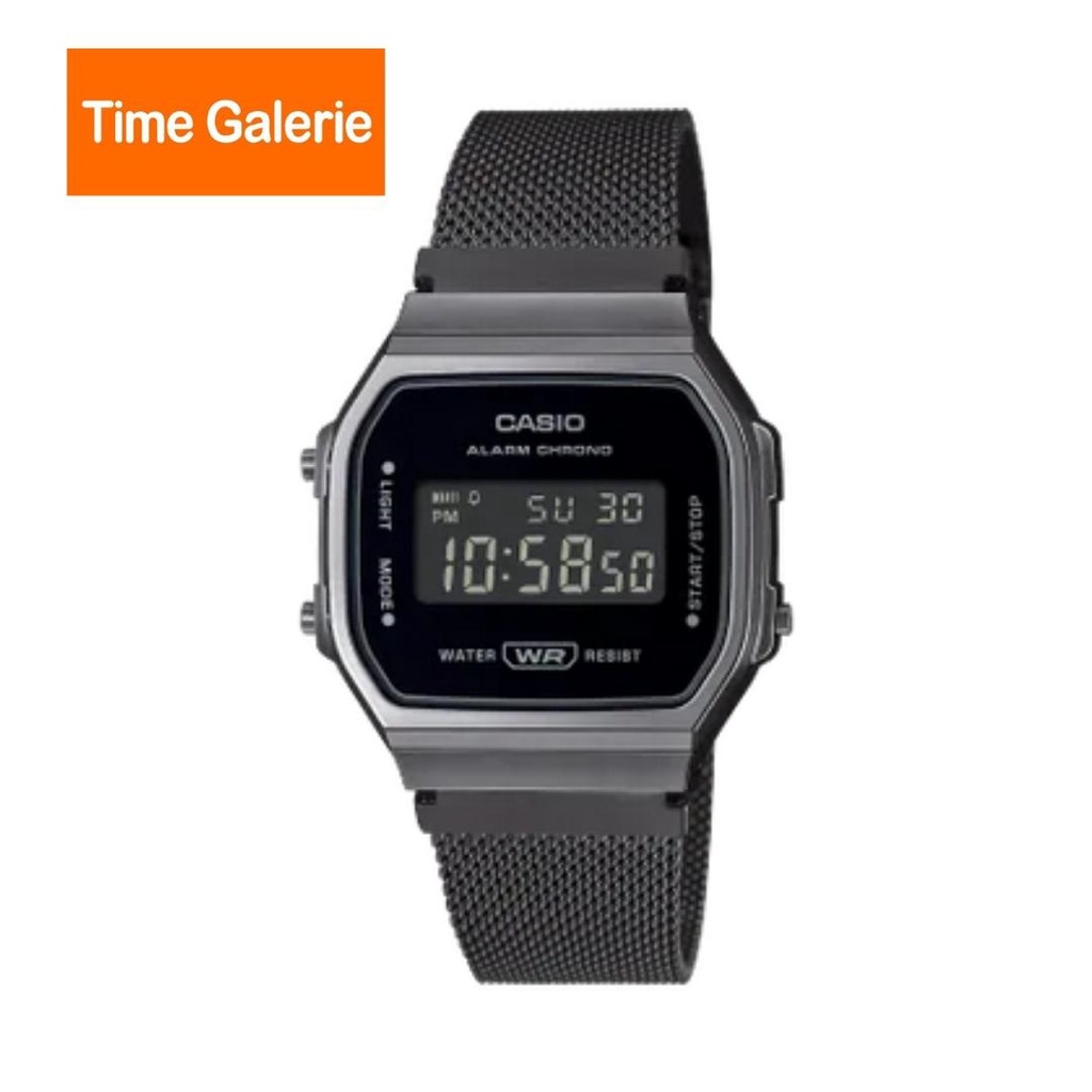 CASIO Vintage Black Stainless Steel Mesh Band Men Watch A168WEMB-1B ...