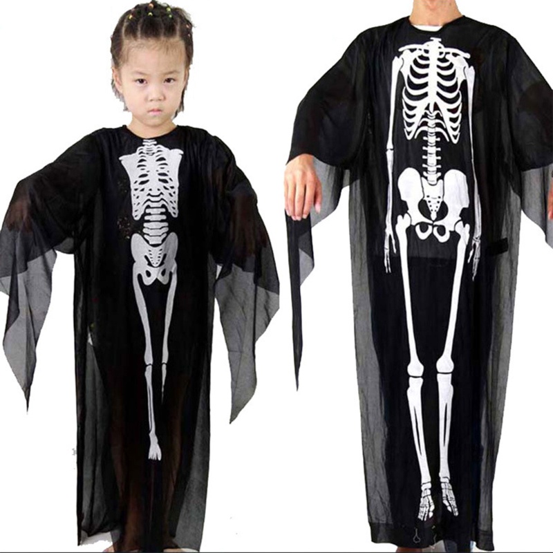 YOUYO Halloween Skull Skeleton Cosplay Costume Scary Ghost Robe with ...