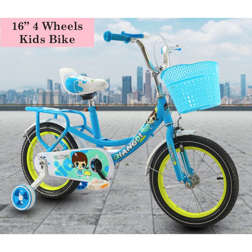 4 Wheels 16" Kids Bicycle Sturdy Steel Frame Children Kids Bicycle With ...