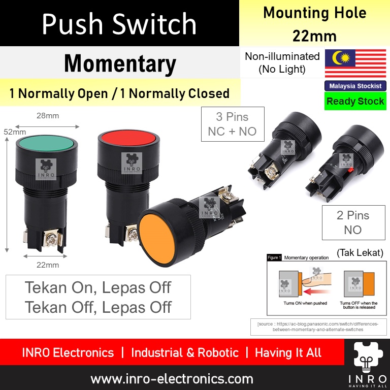 [Momentary] XB2 EA135 EA131 22mm Industrial Push Button, Push Switch ...