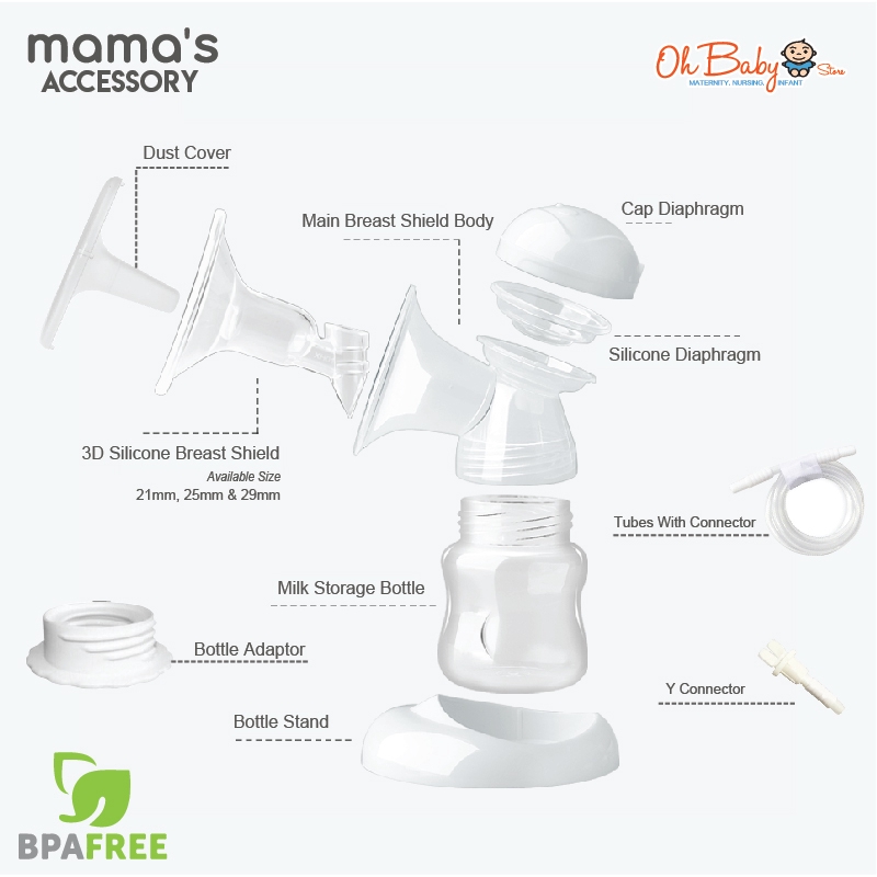 Mama's Breast Pump Accessory Breast Shield Diaphragm Tubing Compatible ...