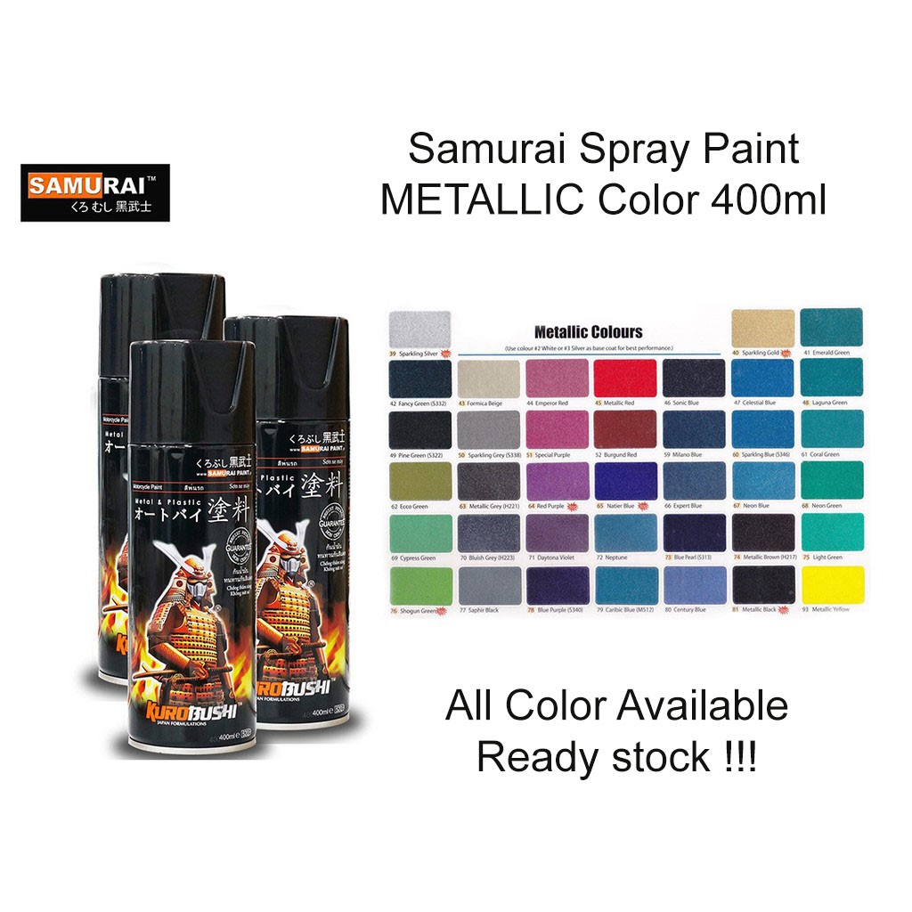 [ 1 UNIT ] Samurai Spray Paint METALLIC Color 400ml part 1 | Shopee ...