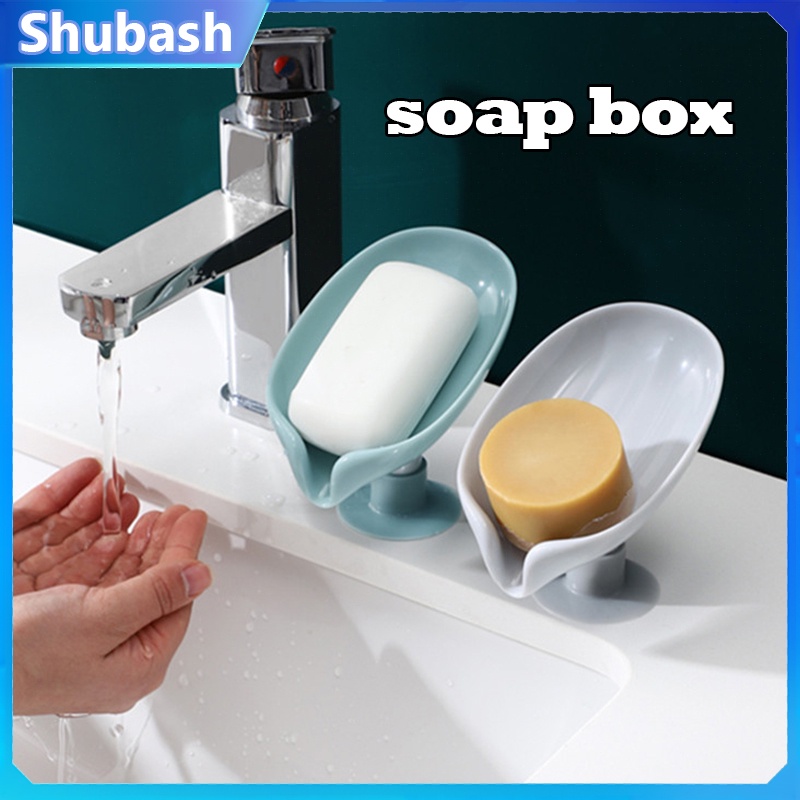 【Ready Stock】Leaf Shaped Soap Dish Holder Suction Cup Soap Dish For ...