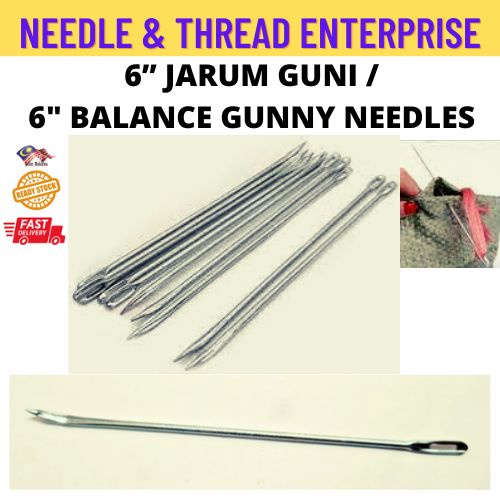 JARUM GUNI / JARUM JAHIT TANGAN BANGKOK/ 6" BALANCE GUNNY NEEDLES ...