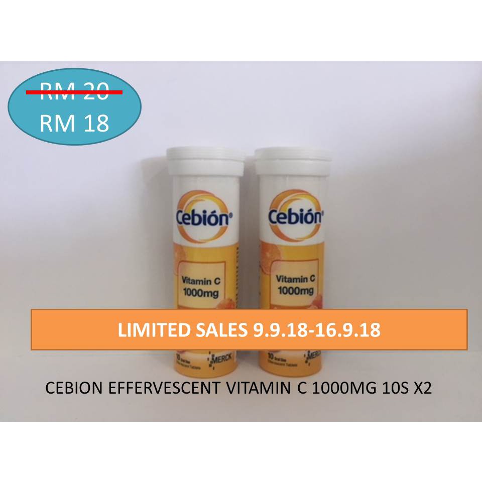 Cebion Effervescent Vitamin C 1000mg 10s x2 (Exp 31.5.2020) | Shopee ...