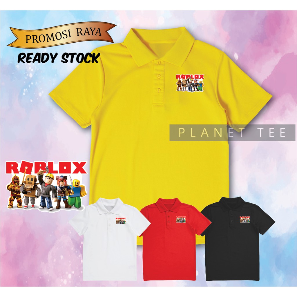 🔥Premium ROBLOX Kids Polo Boy & Girl 💯Cotton Collar Baju Kemeja Raya ...