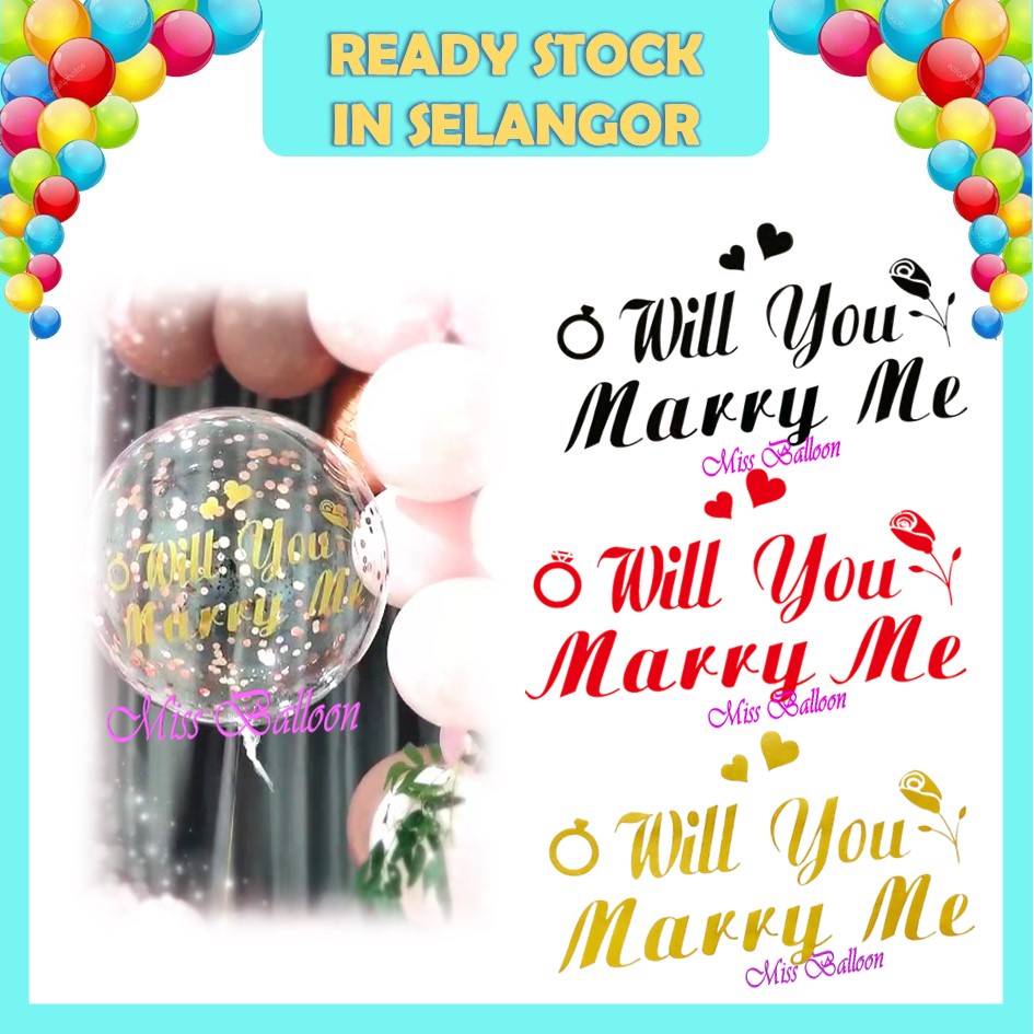 Marry Me Proposal Love Bobo Balloon Sticker Party DIY Helium Balloon ...
