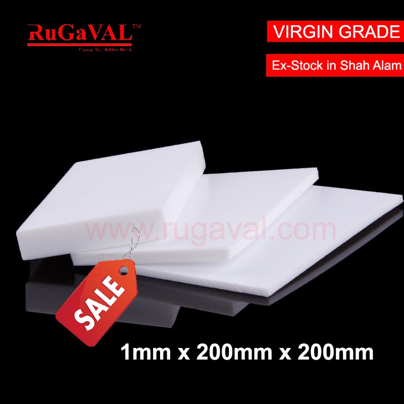 PTFE Teflon Sheet 1mm thick x 200mm x 200mm, White Plate Film, Virgin ...