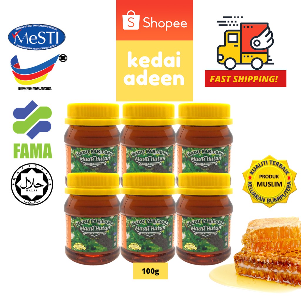 MADU LEBAH HUTAN ASLI & SEMULAJADI PAK LONG 100G | Shopee Malaysia