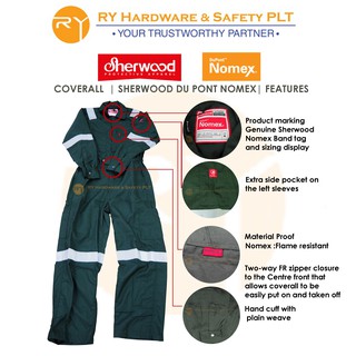 SHERWOOD DUPONT NOMEX | COVERALL |INHERENTLY FLAME RESISTANT | PPE ...