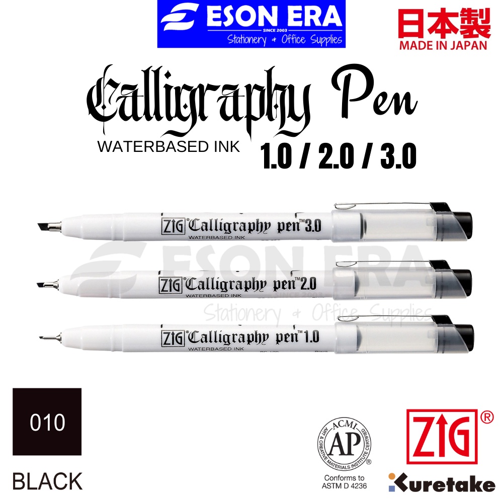 ZIG Calligraphy Pen Waterbased Ink 1.0/2.0/3.0 (Oblique) | Shopee Malaysia