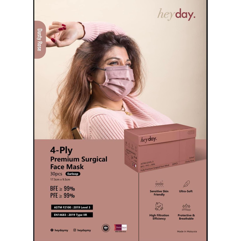 Heyday 4ply Premium Surgical Face Mask -Astm Level 3- (Made in Malaysia ...