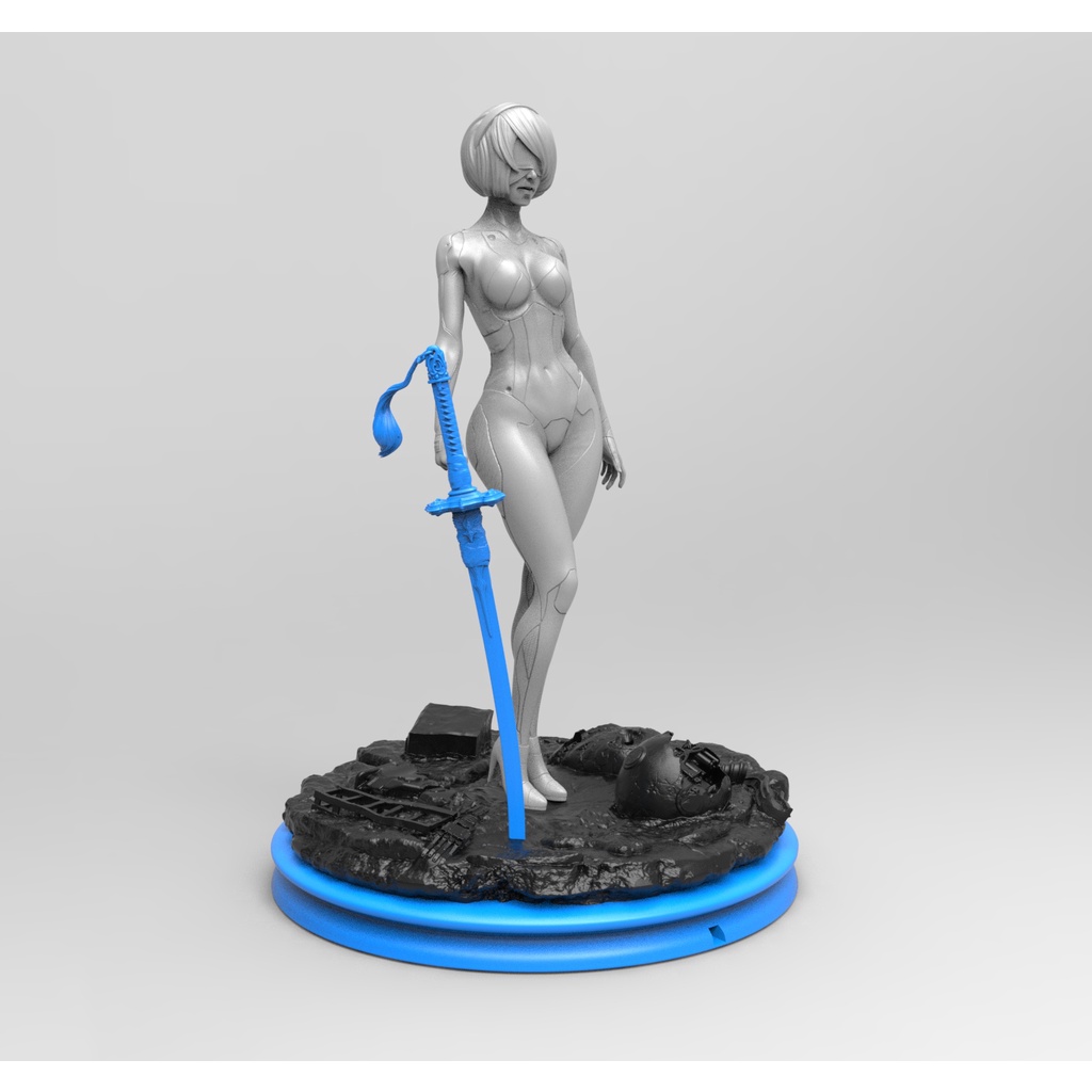 E803 - Games character design, The Sexy body 2b girl statue, STL 3D model design print download ...