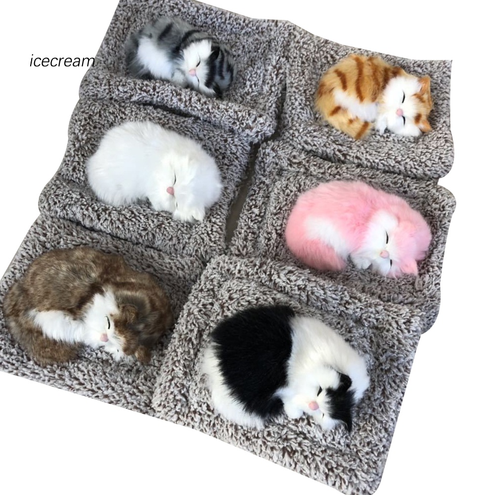 Simulation Sleeping Cat Plush Bamboo Charcoal Doll Car Dashboard ...