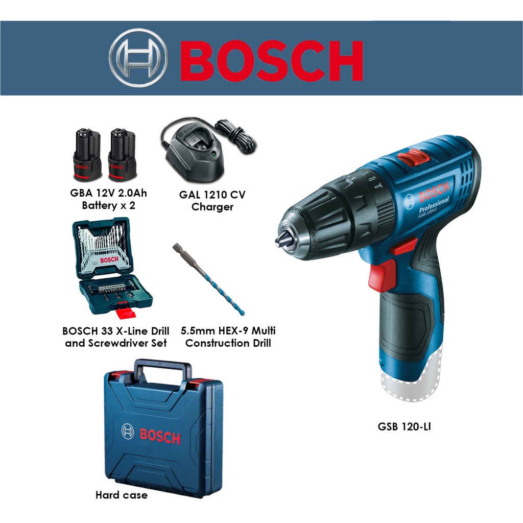 BOSCH GSB 120-LI GEN 2 12V Professional Cordless Impact Drill GSB120 ...