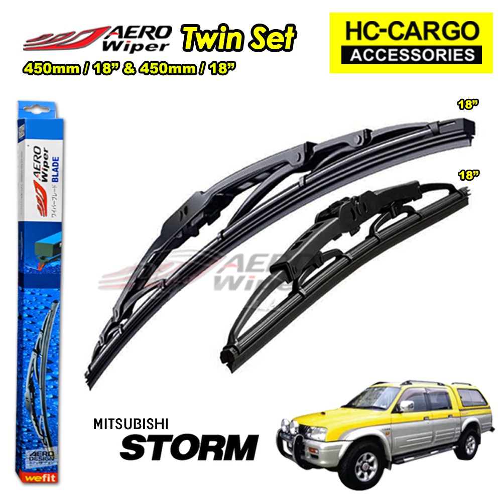 Mitsubishi Storm Aero Wiper (AW) Blade 1 PAIR ECONOMY TWIN Set (U-Hook ...