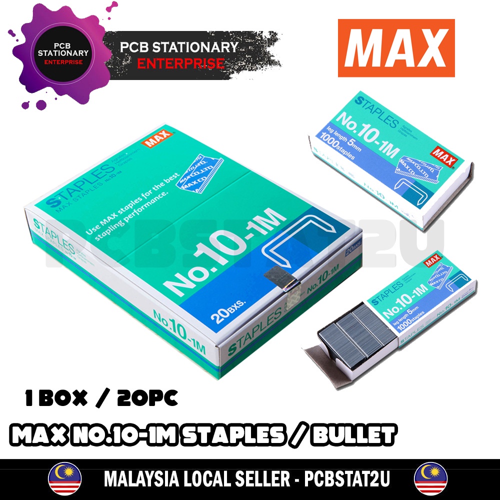 MAX Staples No.10-1M / No.3-1M / Ubat Staples - 20 boxes Dawai Kokot ...