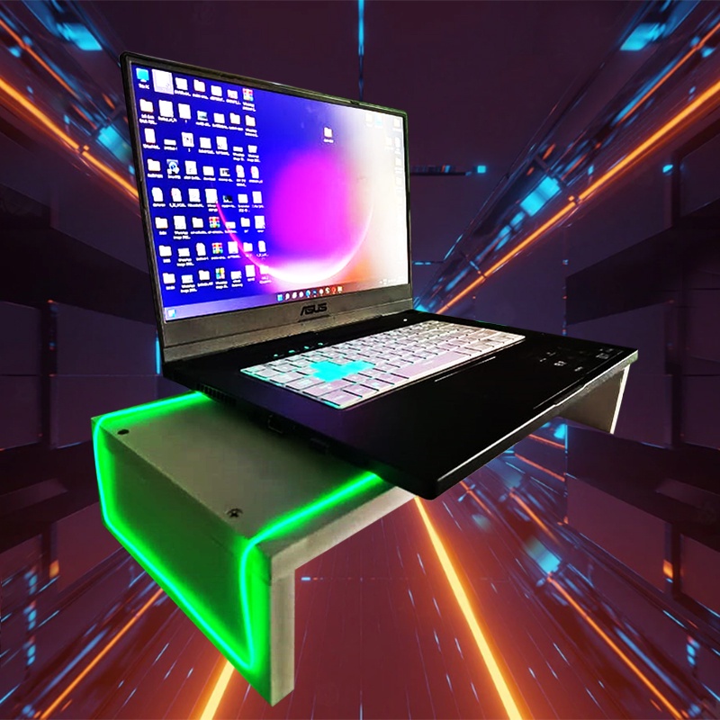 Gaming monitor stand computer laptop screen height extender with neon ...