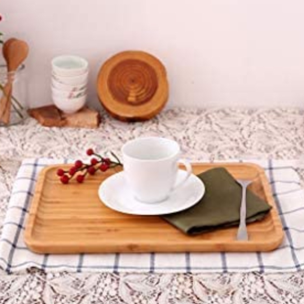Wooden Bamboo Rectangle Round Solid Wood Plate Bread Cheese Plates ...
