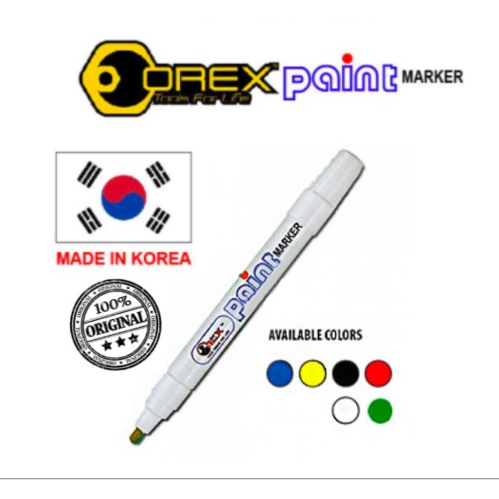Orex Korea paint marker (white, black, yellow, red, blue, green) (per ...