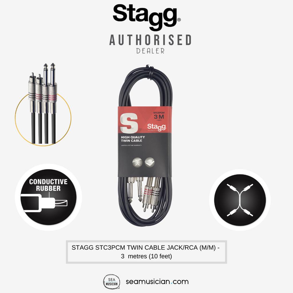 STAGG STC3PCM DUAL 1/4" TS TO DUAL RCA STEREO INTERCONNECT CABLE - 3 ...