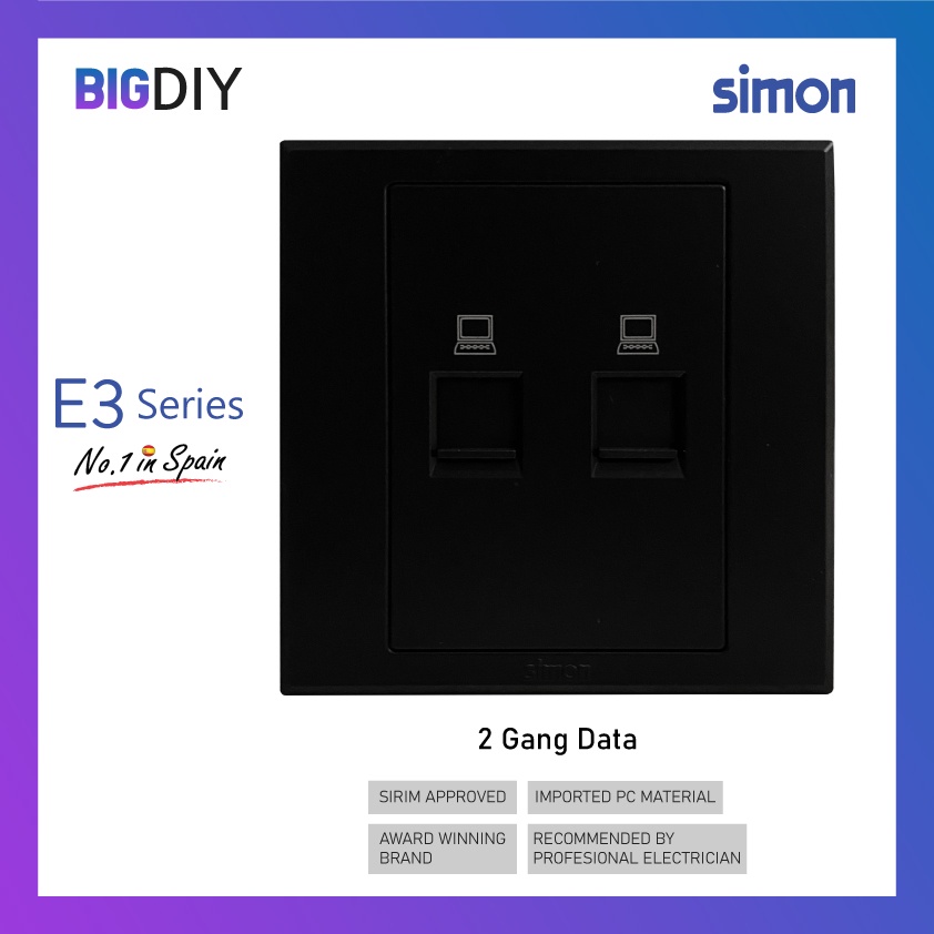 Simon E3 Series (Black) Switch / Switches & Socket Outlet TV Astro Tel ...