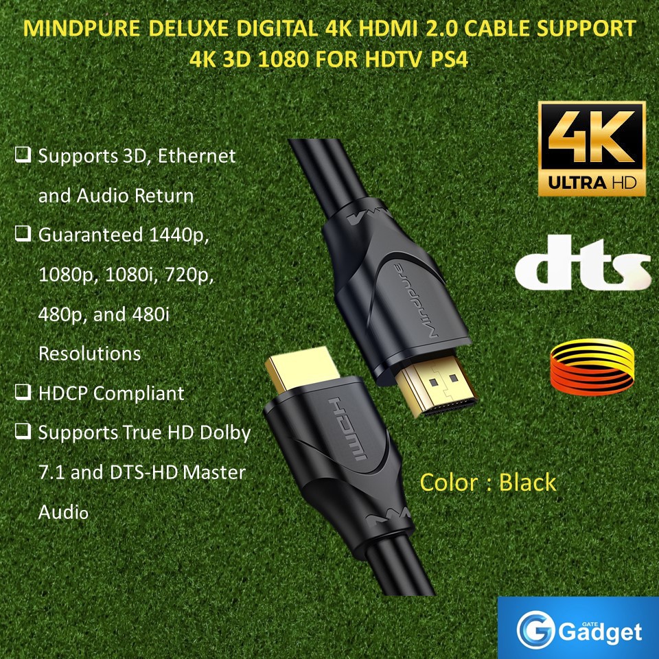 MINDPURE DELUXE DIGITAL 4K HIGH QUALITY HDMI 2.0 CABLE SUPPORT 4K 3D ...