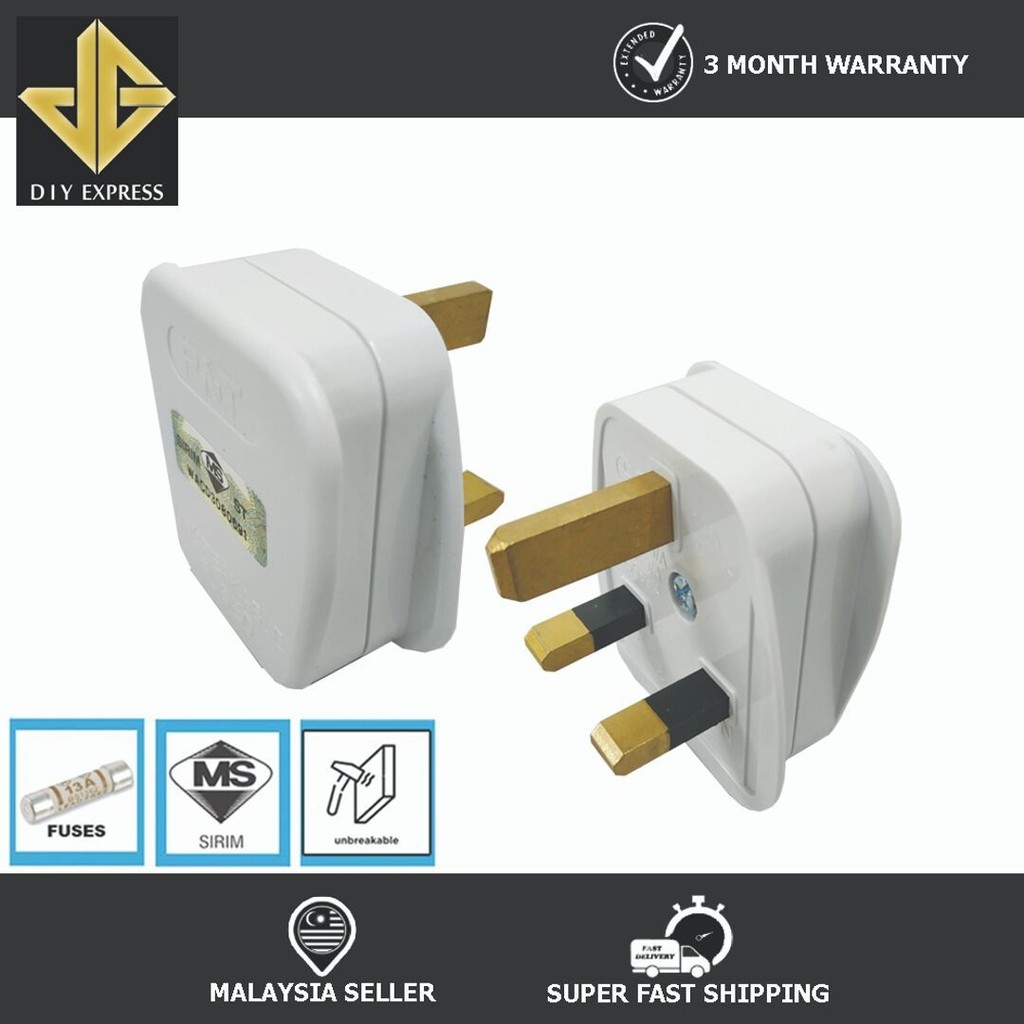 PNT 13Amp 3 Pin Plug Top/Kepala Plug 13Amp (Unbreakable/Sirim Approved ...