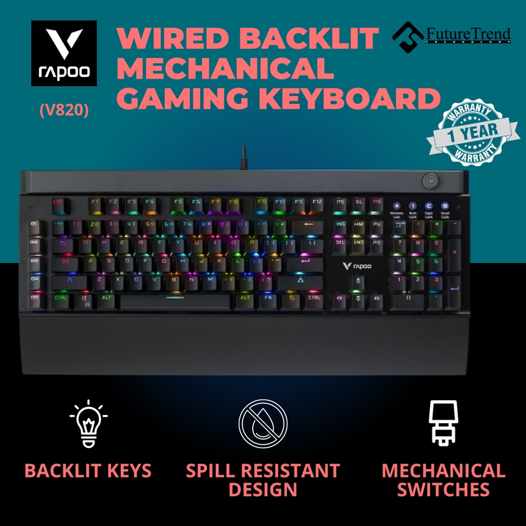 Rapoo V820 Pro Wired Backlit Mechanical Gaming Keyboard | Shopee Malaysia
