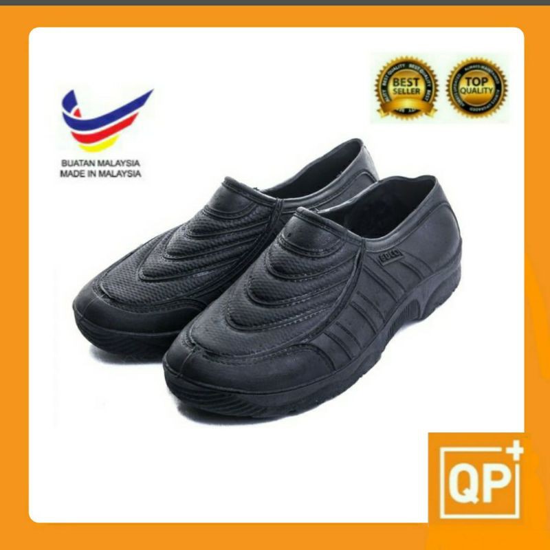 KASUT GETAH HITAM RUBBER BLACK SHOES LOW CUT NON-SLIP WATERPROOF RUBBER ...
