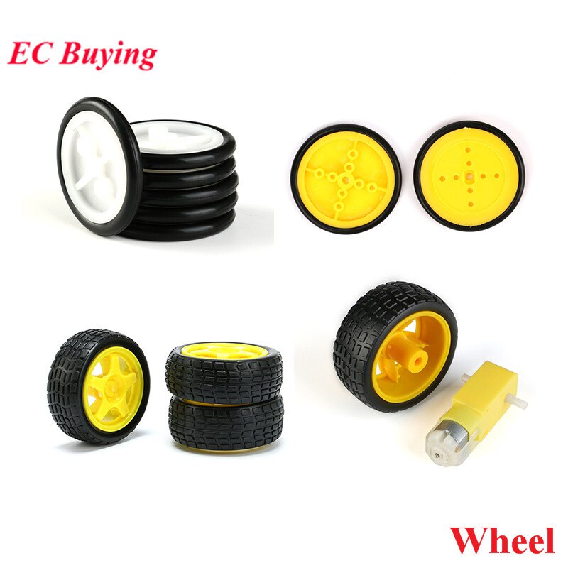 Small Smart Car Tire Wheel DC Gear Motor Chassis Plastic Robot Rubber ...