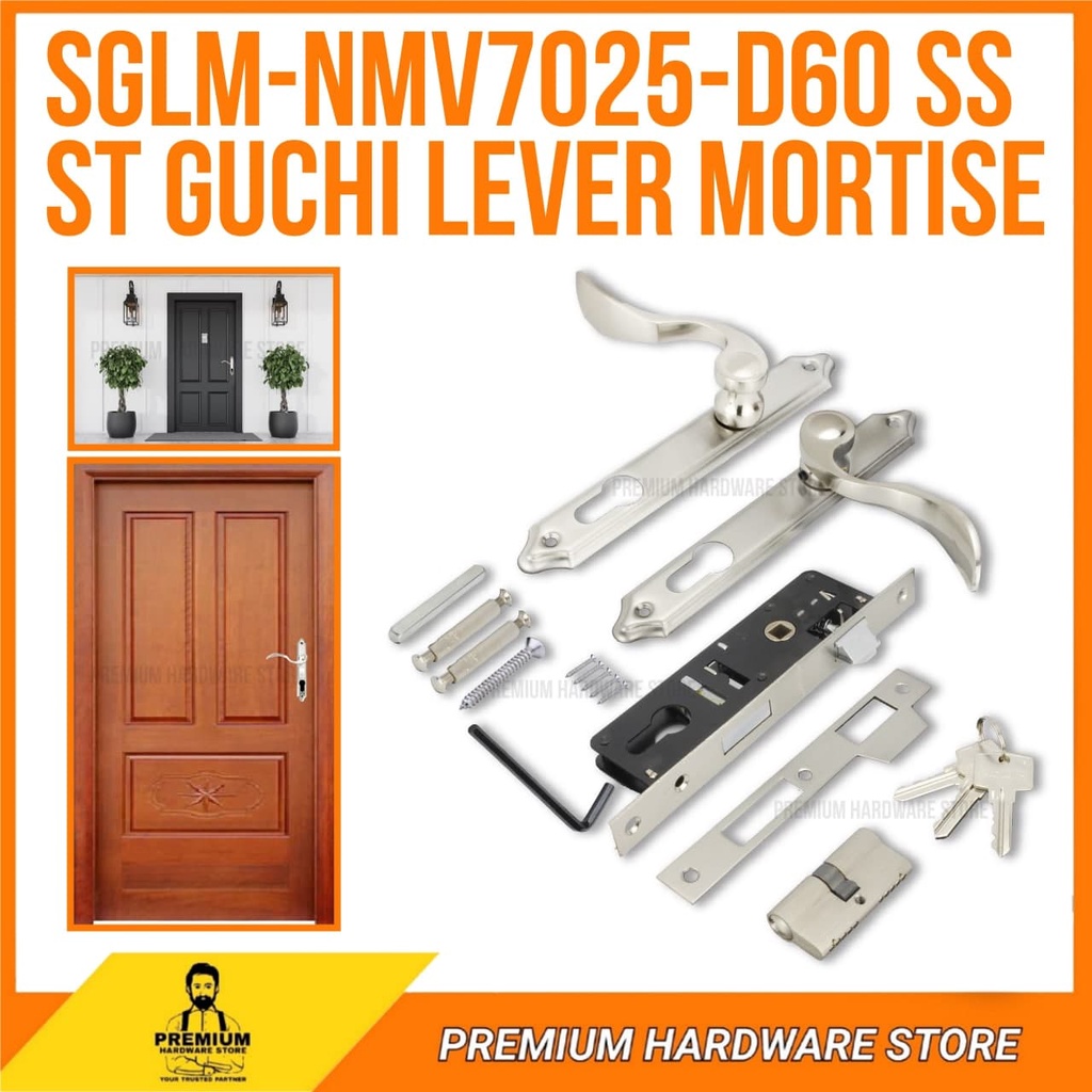 ST GUCHI Lever Mortise Handle Lockset SGLM-NMV7025/D60 SS Home Door ...