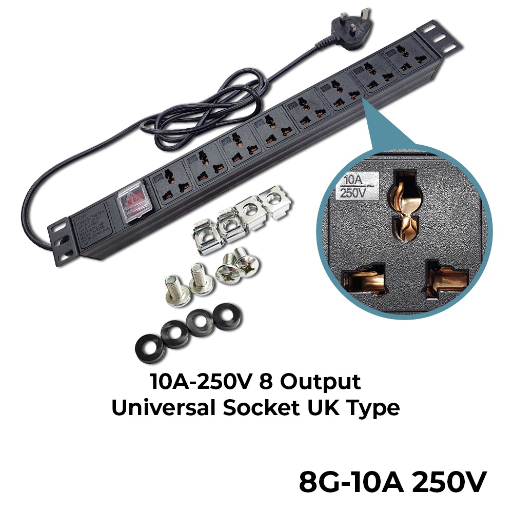 6/8 Output Universal Socket Power Distribution Unit UK Type for ...