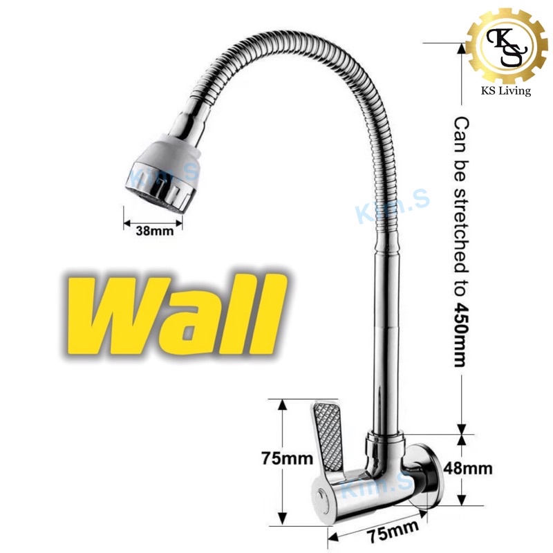 Kim.S Kitchen Sink Faucet Stainless Steel SUS304 Flexible Rotating Tap ...