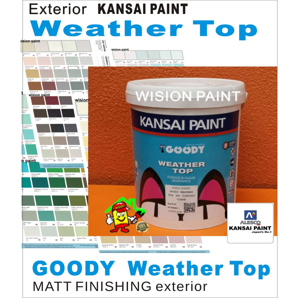5L KANSAI PAINT GOODY WEATHER TOP EXTERIOR WALL EMULSION / FUNGUS ...