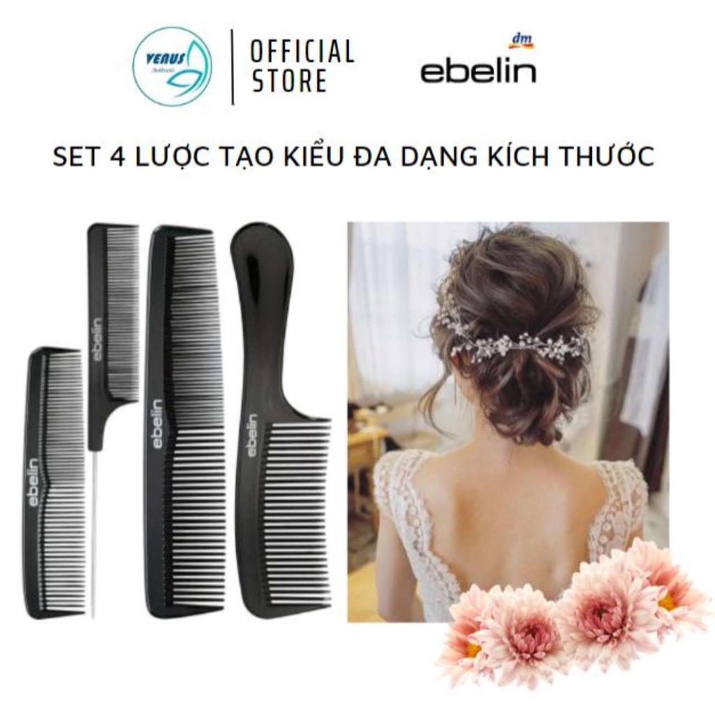 Set of 4 German Ebelin professional hair styling combs for easy styling ...