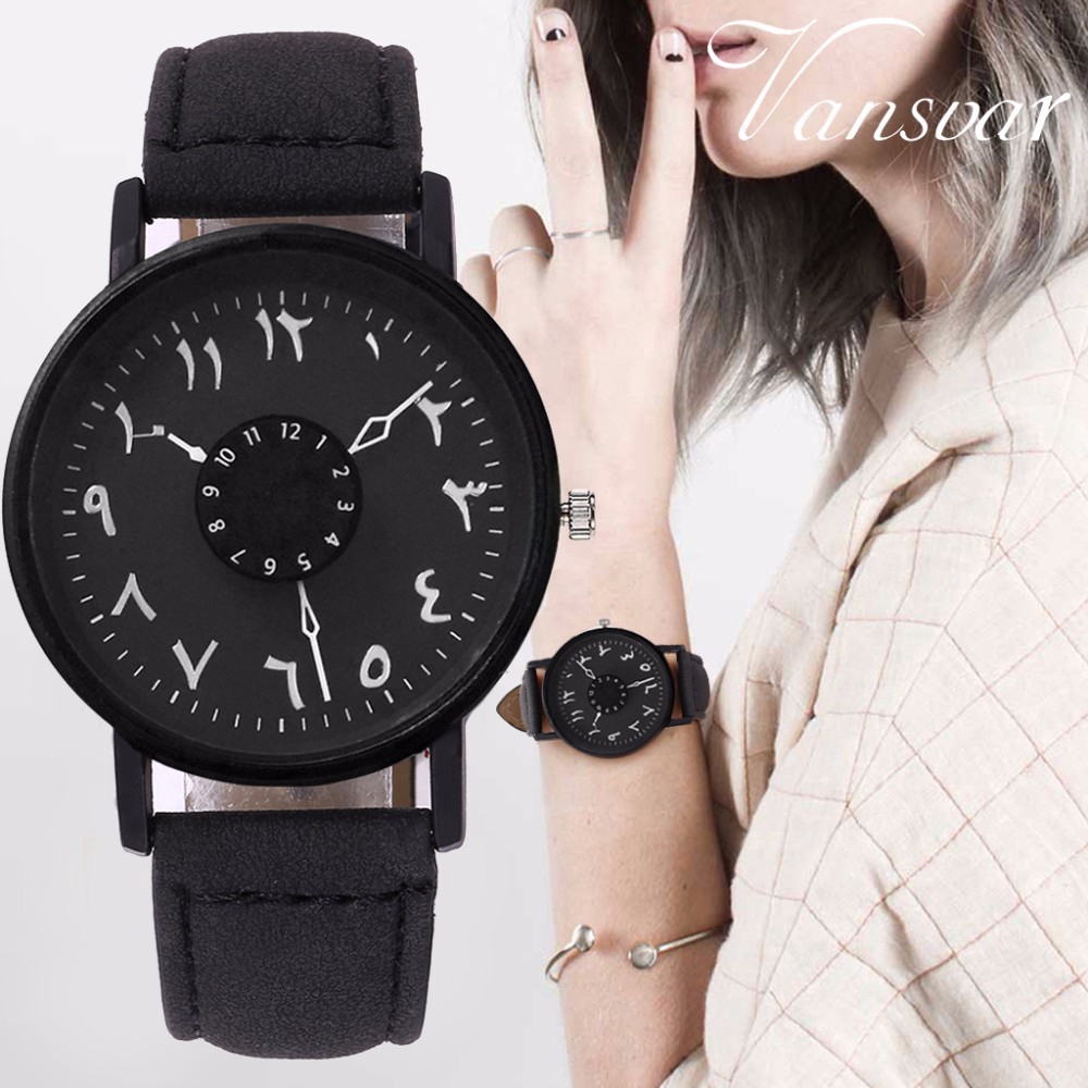 Luxury Leather Rotation Dial Quartz Watch jam tangan murah V450 ...