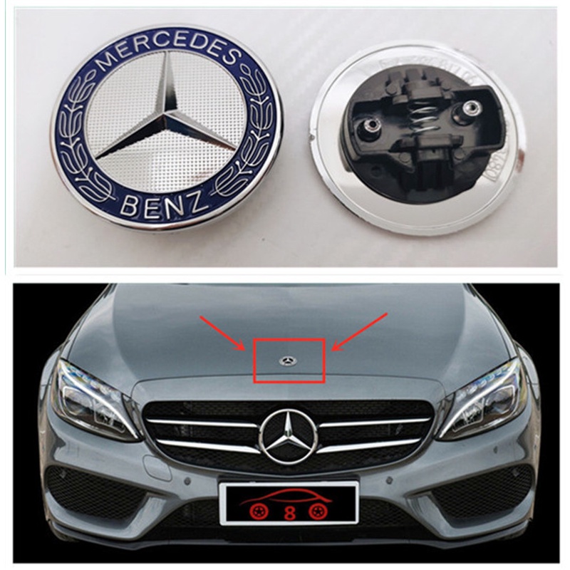 Mercedes Benz Front Hood Flat Bonnet Logo(Badge/Emblem) 57mm (Dark Blue ...