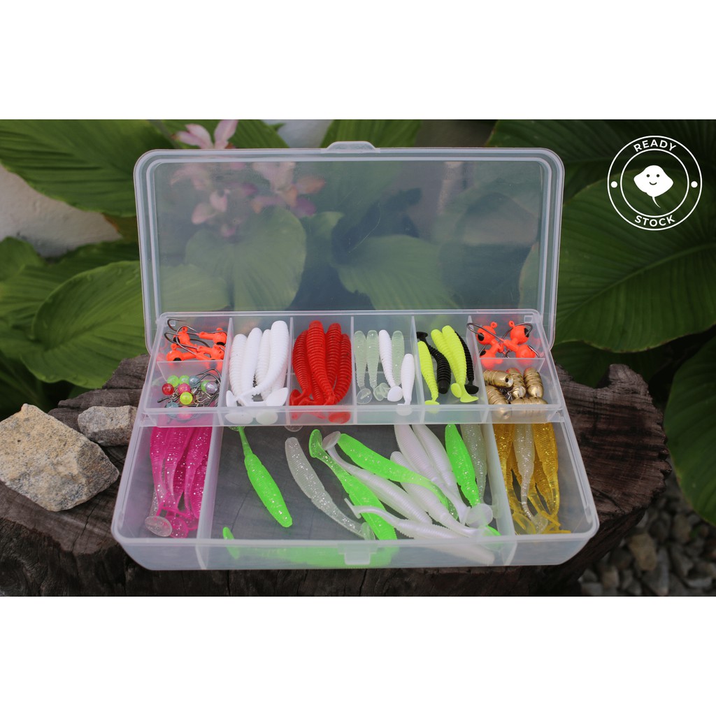 🚛SHIP FROM JOHOR🚛 Newbie Fishing Set C (Soft Plastic+JiggHead+Bullets ...