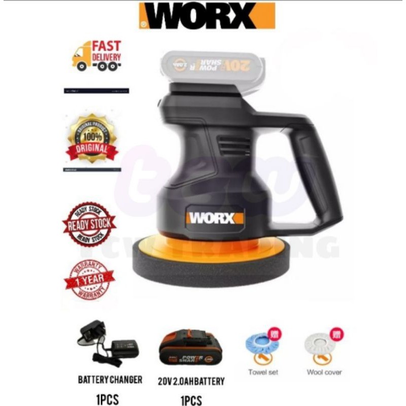 WORX WX858 PowerShare 20V Cordless Electric Polisher 3800rpm 178mm ...